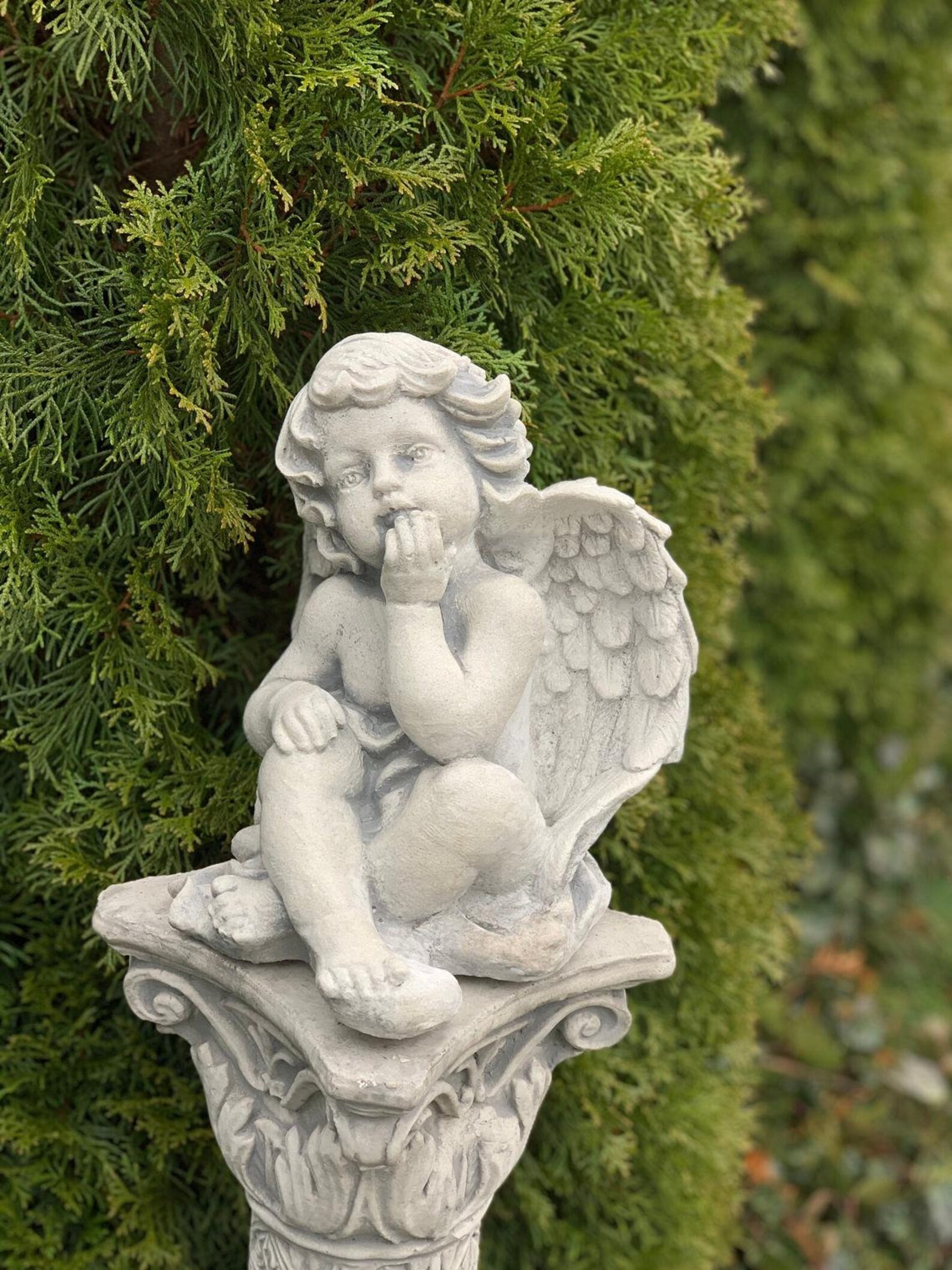 Cute Pensive Baby Angel Statue Angel Wings Mini Statues - Etsy