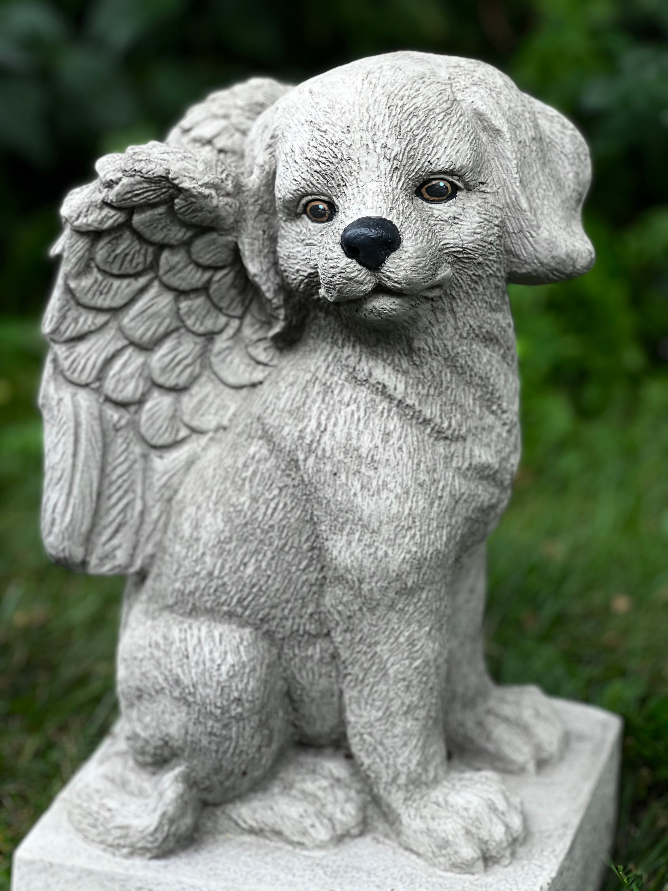 Angel Holding Dog Statue