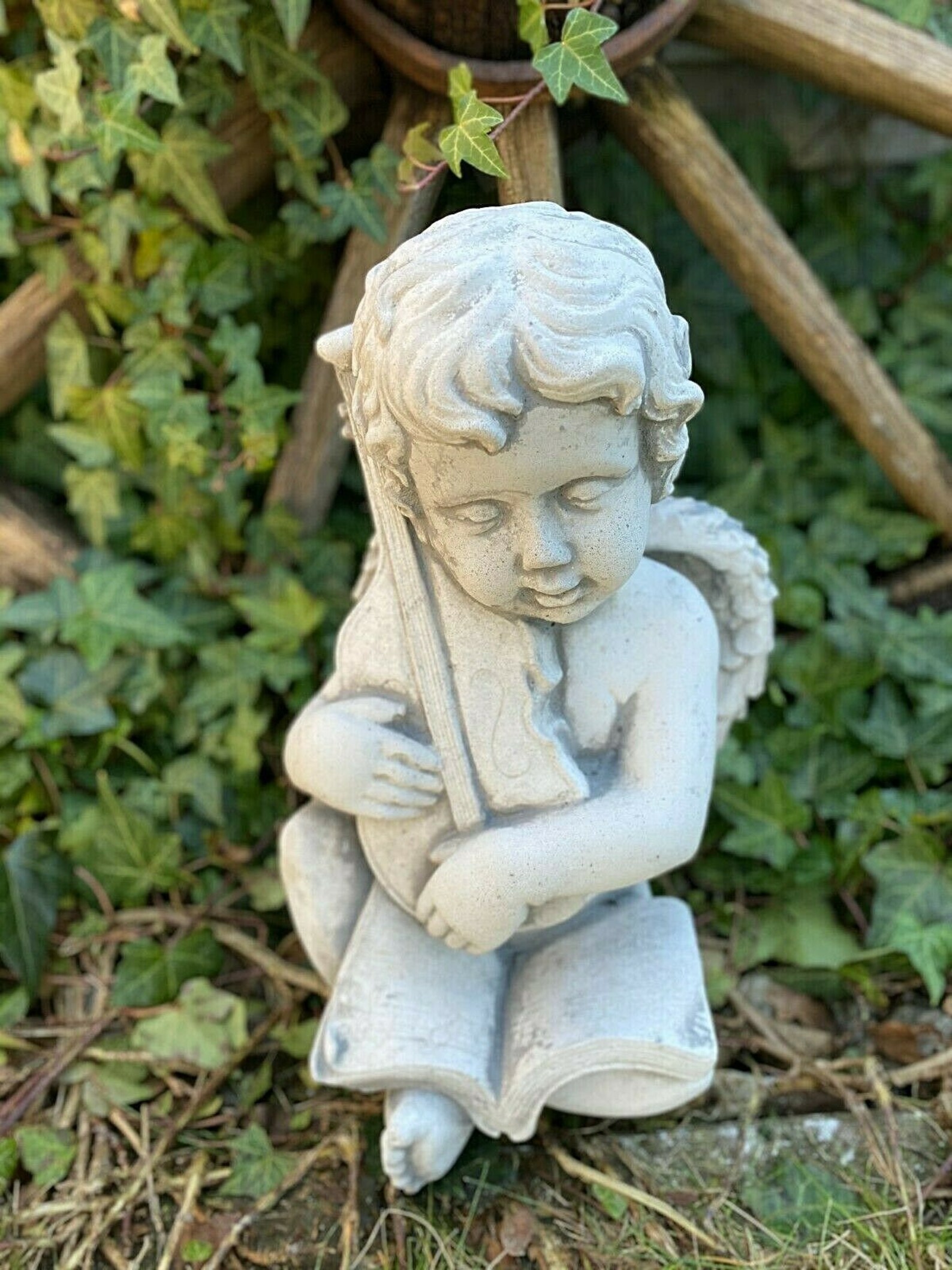 Boy Plays on Violin Concrete Angel Boy Angel Figurine Angel - Etsy UK