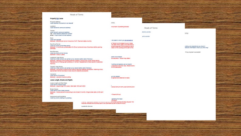 Heads of Terms Lease Template Printable Digital Download - Etsy