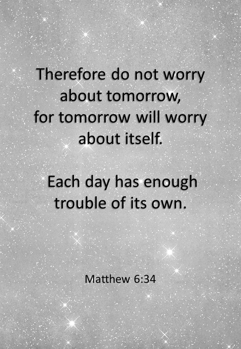 Matthew 6:34 Bible Verse Poster Printable Digital Download - Etsy