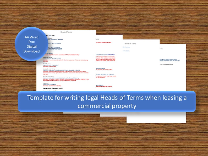 Heads of Terms Lease Template Printable Digital Download - Etsy