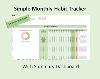 Monthly Habit Tracker With Smiley Faces Digital Excel Sheet | Etsy