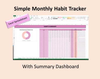 Monthly Habit Tracker With Smiley Faces Digital Excel Sheet | Etsy