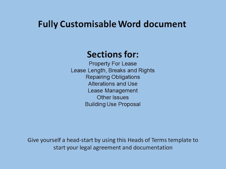 Heads of Terms Lease Template Printable Digital Download - Etsy