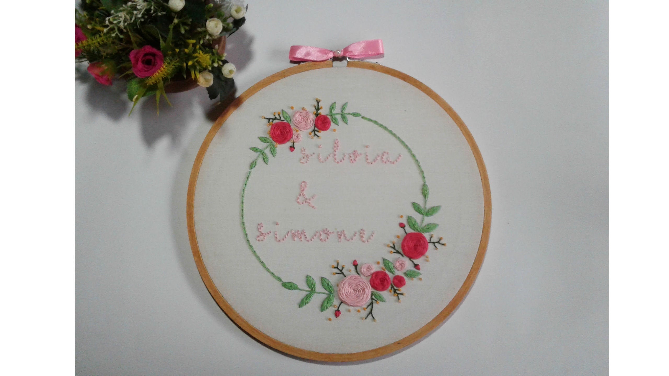 Customized Name Embroidery Hoop Gift , Floral Embroidery Hoop Design ...
