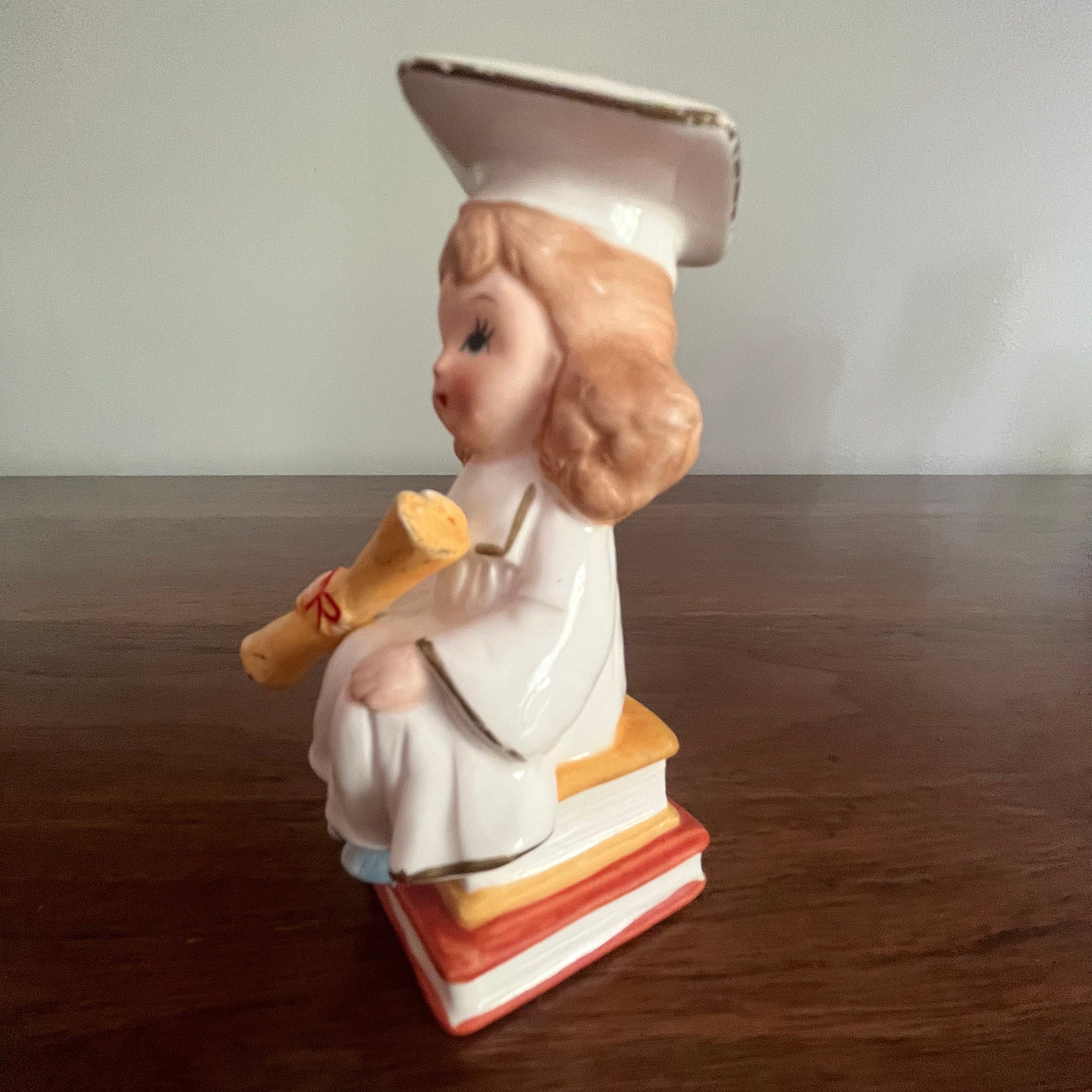 Vintage LEFTON Graduate Graduation Figurine Girl Sitting on Books ...