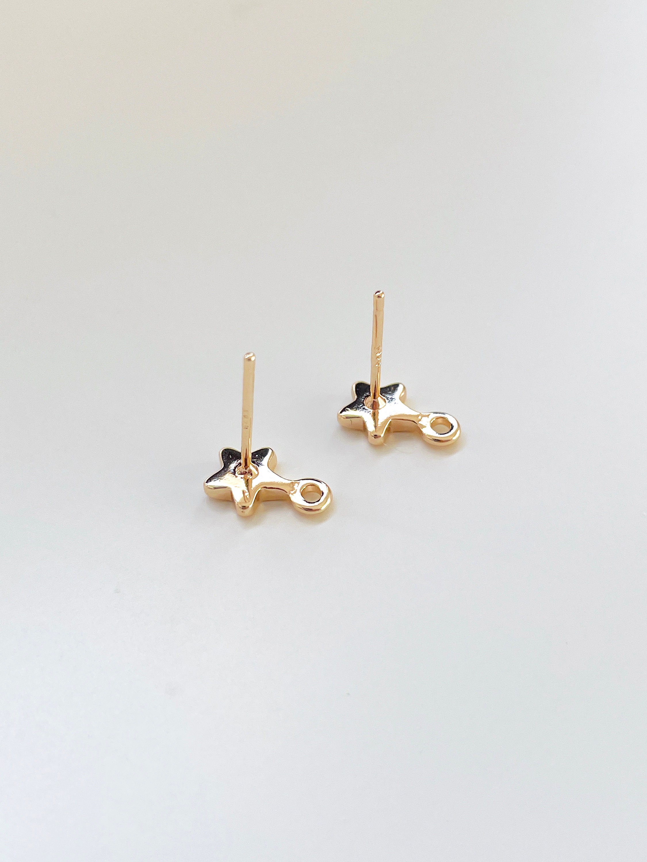 14K Gold Plated Tiny Star Shape Stud Earring Findings With - Etsy