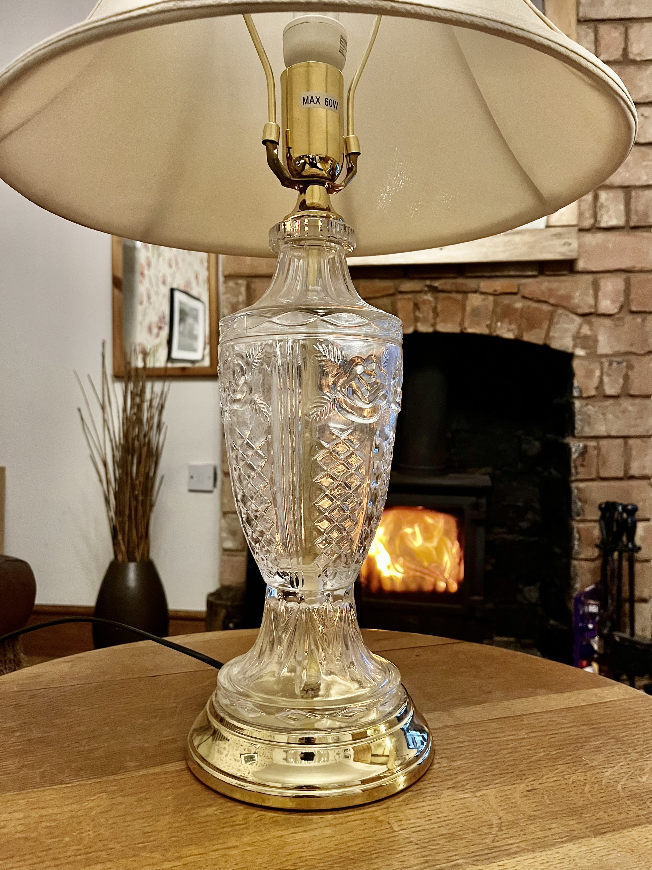 Vintage Table Lamp, Heavy Large Glass Lamp Base, Beautiful Glass ...