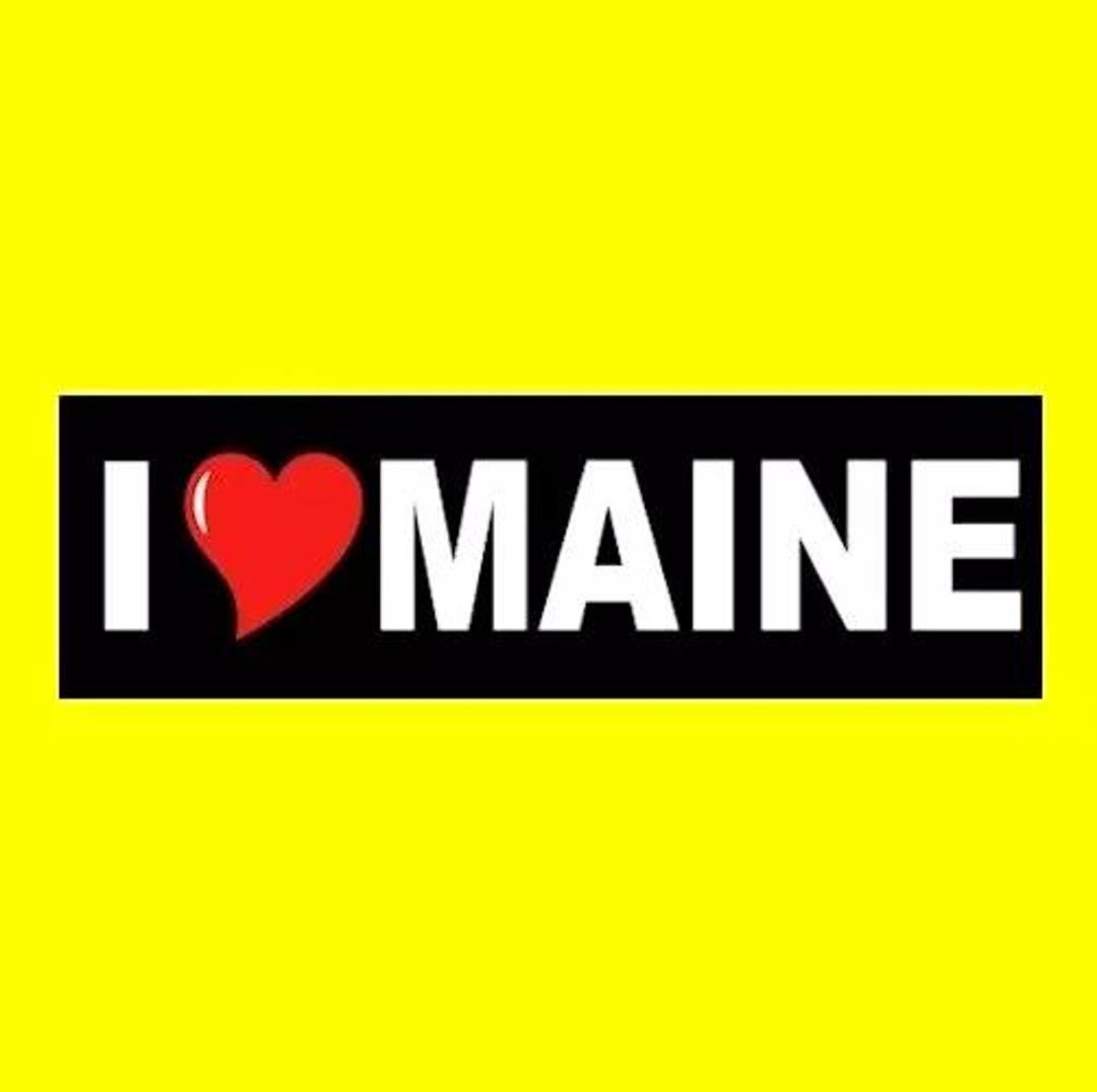 New "i LOVE Maine" Bumper Sticker Window Decal Bangor, Lewiston ...