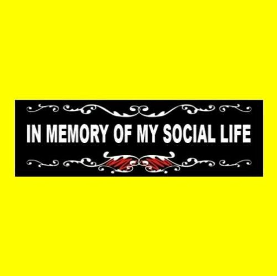 Funny "in Memory of My Social Life" BUMPER STICKER Goth Girl Window ...