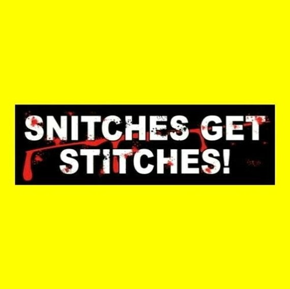Funny snitches GET Stitches Bumper Sticker | Etsy