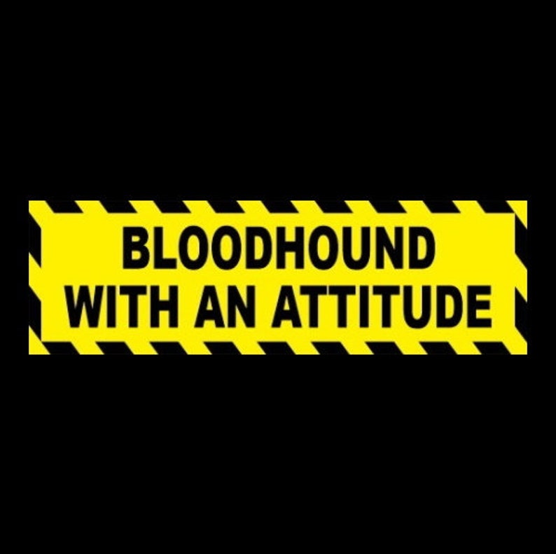 Funny "bloodhound With an Attitude" BUMPER STICKER Warning Decal, Sign ...