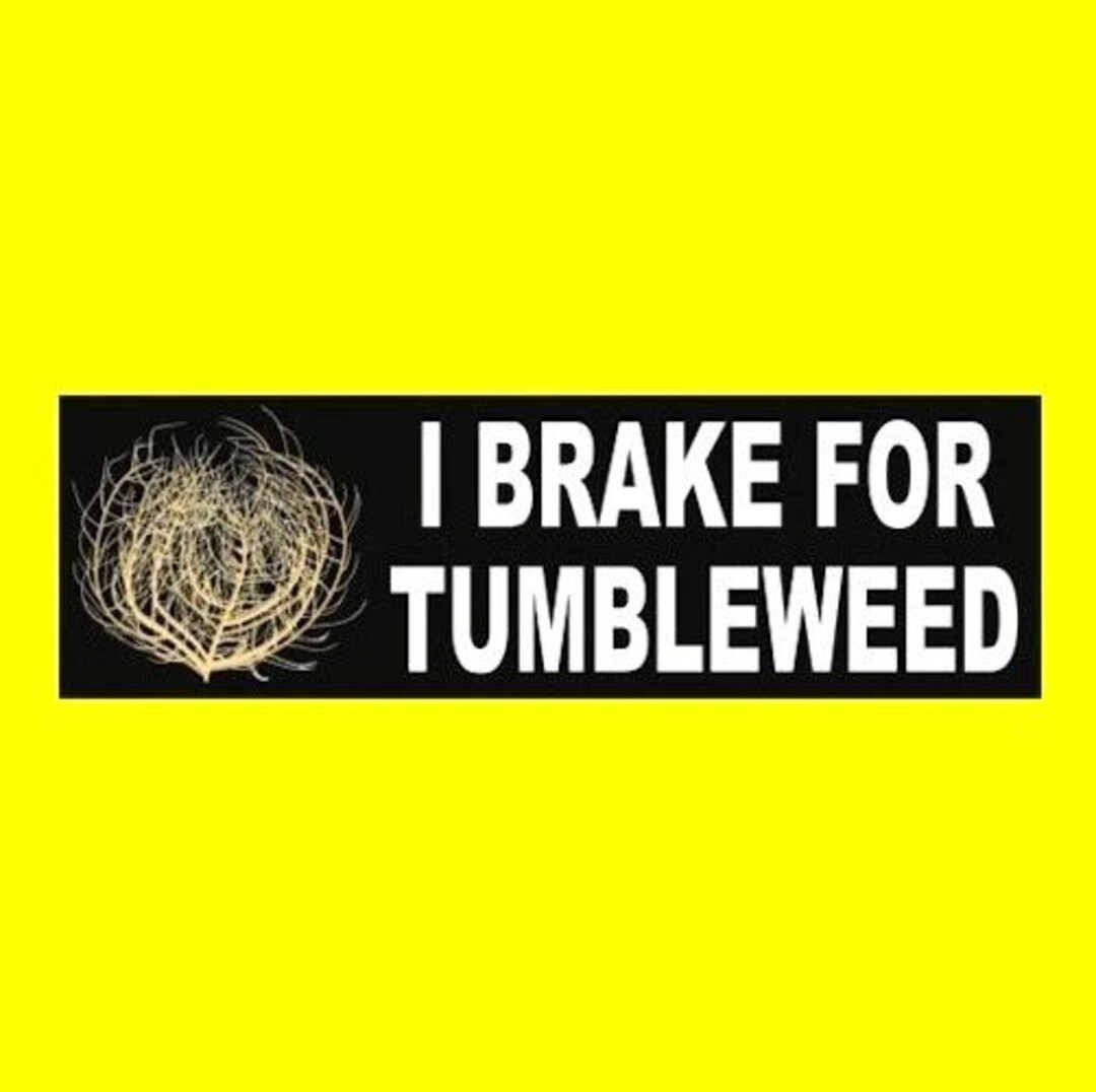 Funny "i BRAKE FOR Tumbleweed" Bumper Sticker, Weird Decal Warning ...