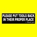 New "please Put Tools Back in Their Proper Place" BUSINESS STICKER ...