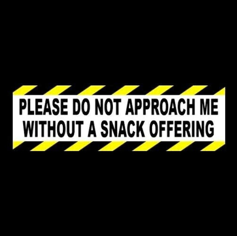 Funny "please Do Not Approach Me Withjout a Snack Offering" BUMPER ...