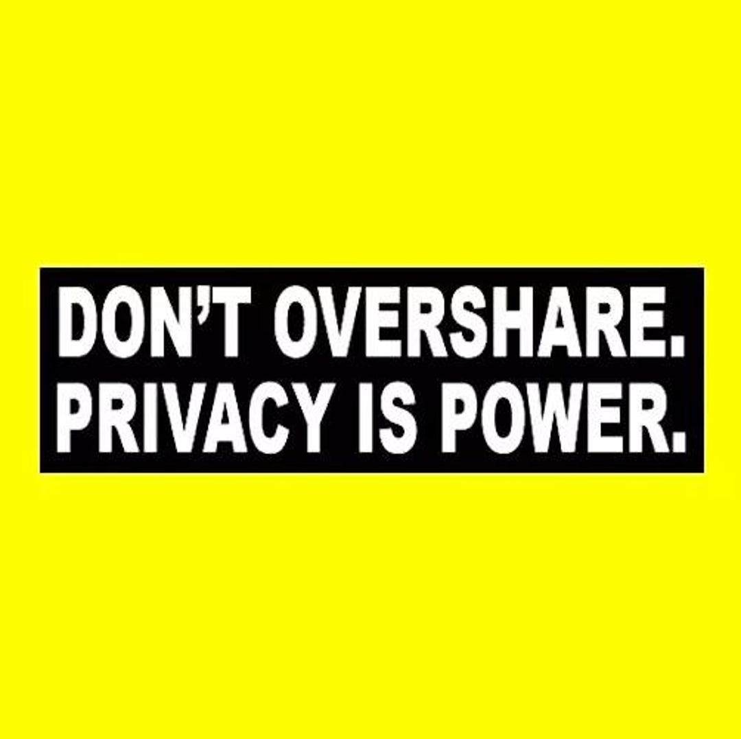 New "don't Overshare. Privacy is Power." BUMPER STICKER Antisocial ...