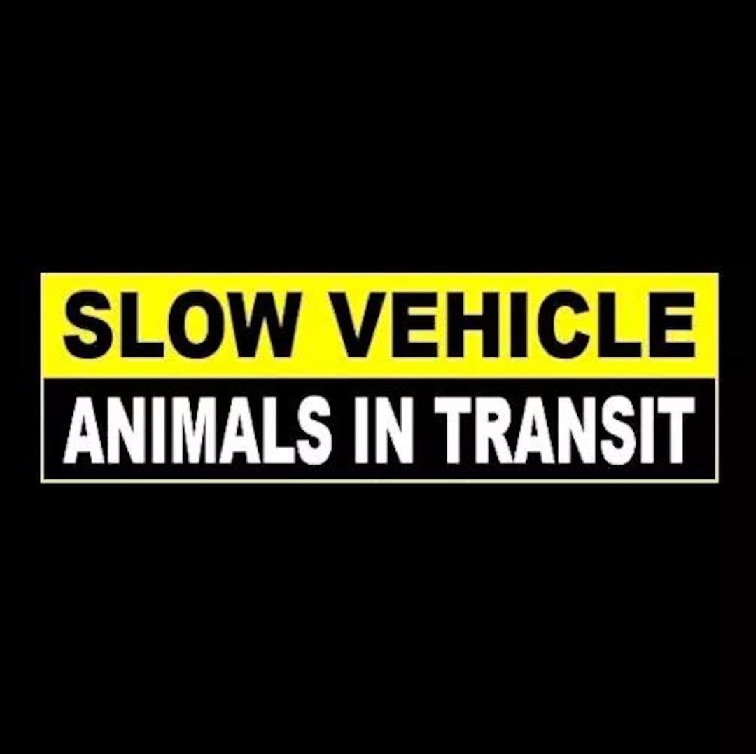 New "slow Vehicle - Animals in Transit" BUMPER TICKER Animal Rescue ...