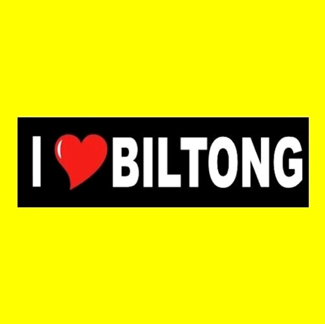 Funny "i LOVE Biltong" Bumper Sticker, Window Decal Sign, Beef Jerky ...