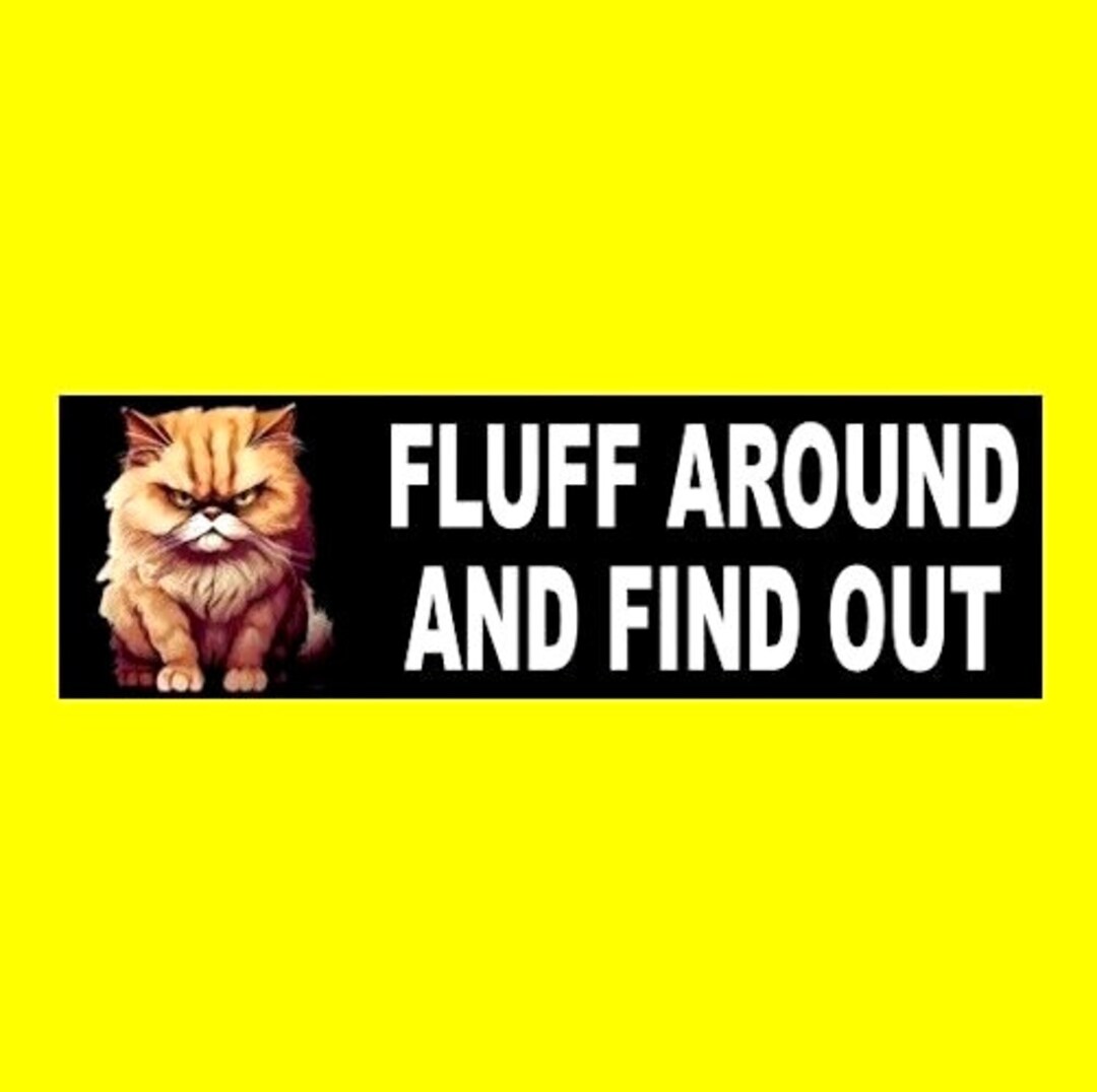 Funny fluff Around and Find Out BUMPER STICKER Anti Tailgater Warning ...