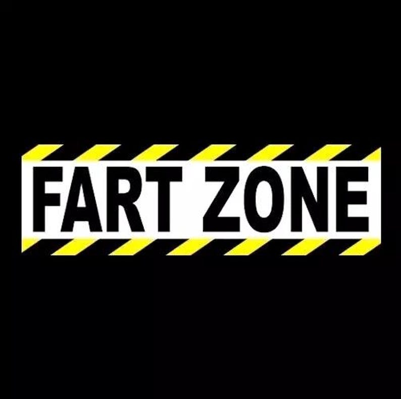 Funny "fart Zone" Warning Sticker, Home Office Decal Bumper Sticker ...