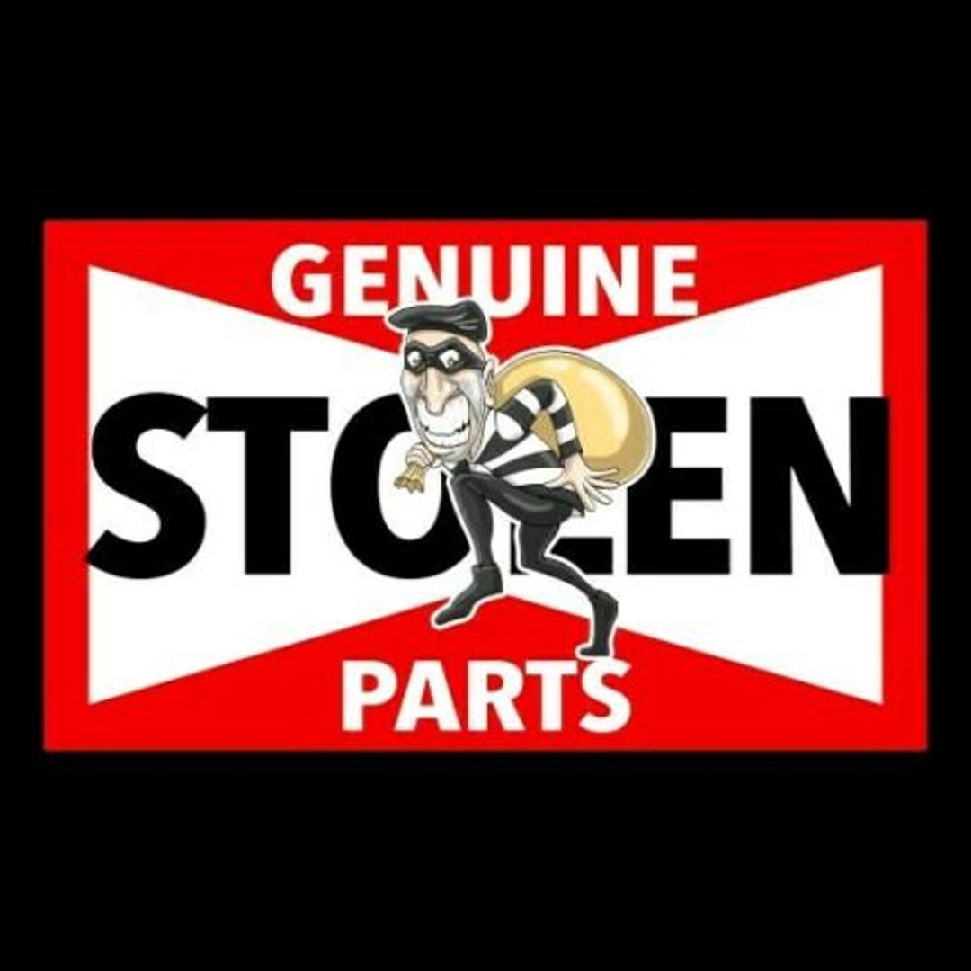 Funny "genuine STOLEN Parts" Rat Rod Decal, Bumper Sticker, Hot Rod ...
