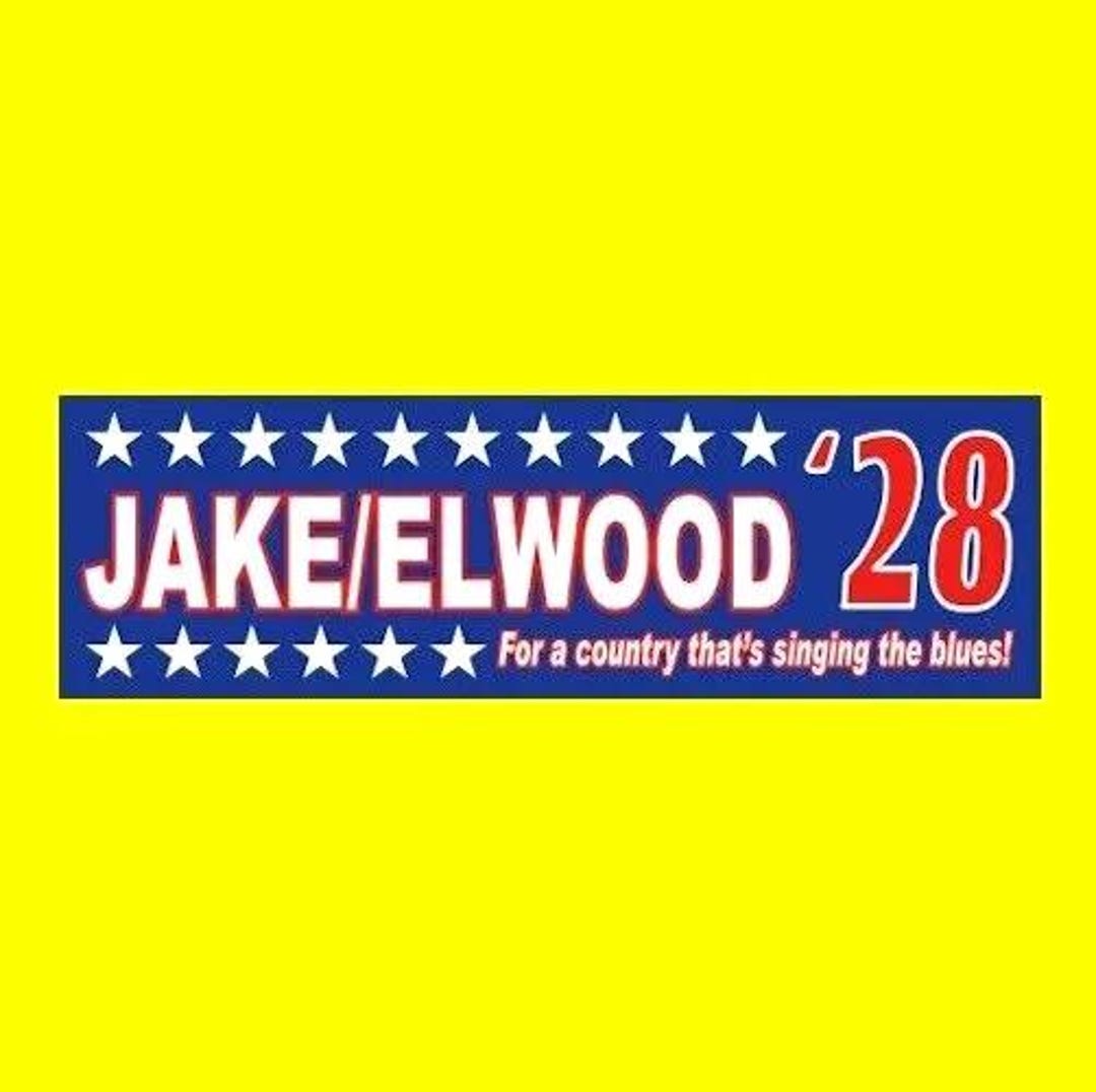 Funny "jake/elwood '28" the Blues Brothers Bumper Sticker, Prop, 1980 ...