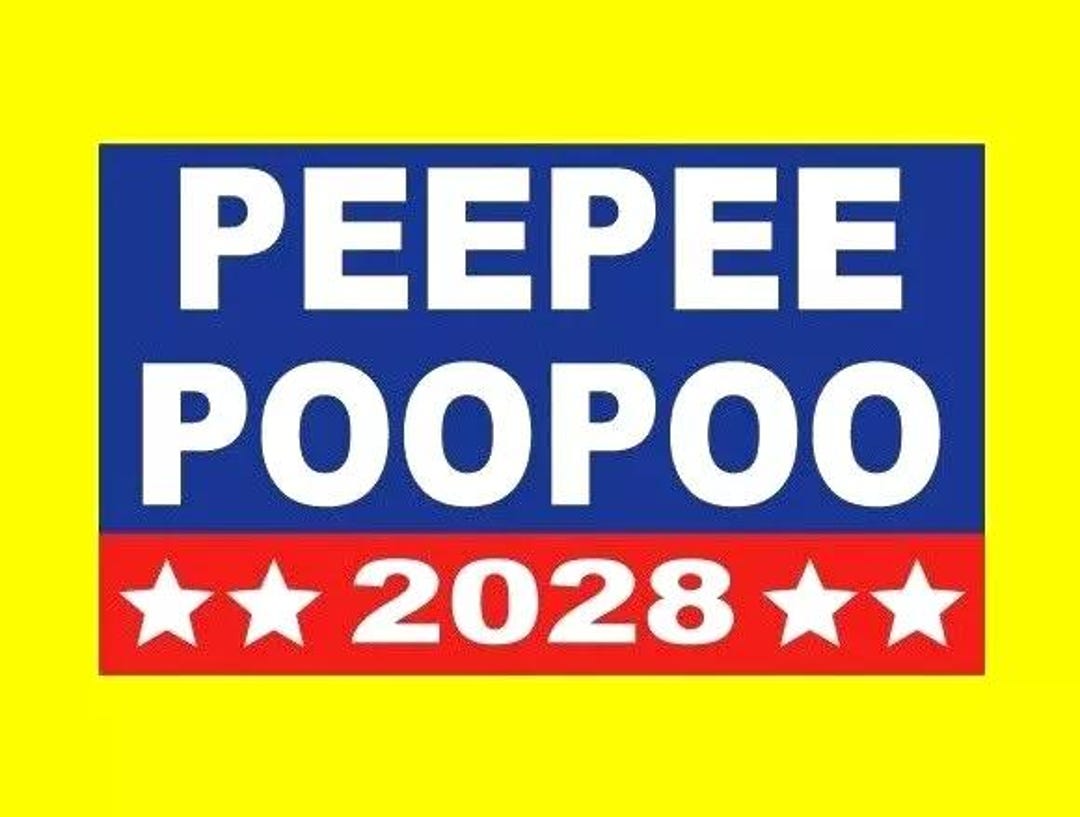 Funny "peepee POOPOO '28" Vinyl Political DECAL Bumper Sticker, Sign Donald Trump, Weird ...