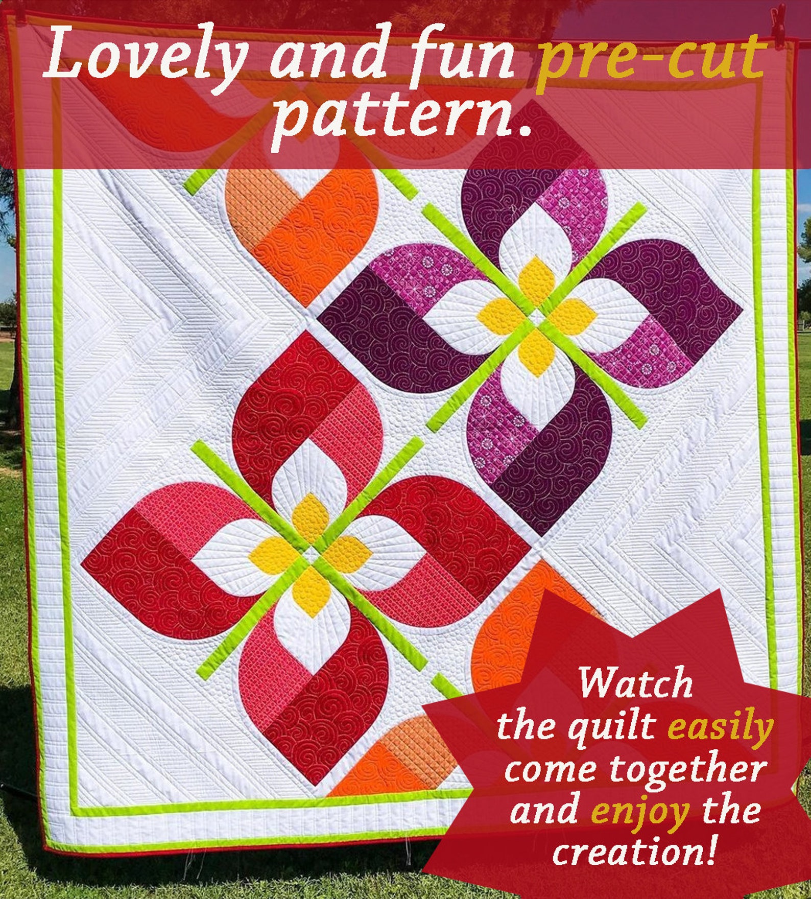 Modern Quilt Kit Using Windswept Pattern. Kit Contains Fabrics for the ...