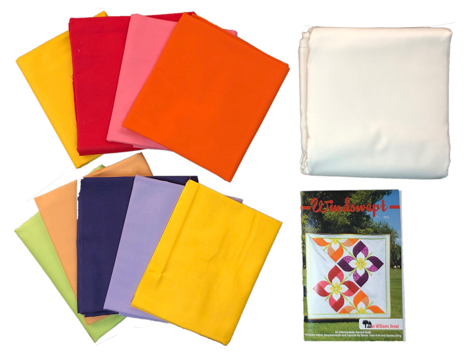 Modern Quilt Kit Using Windswept Pattern. Kit Contains Fabrics for the ...