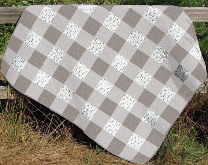 Tan Buffalo Check Quilt Kit With Pattern and Fabric, a Beginner Quilt Project. Precut Kit ...