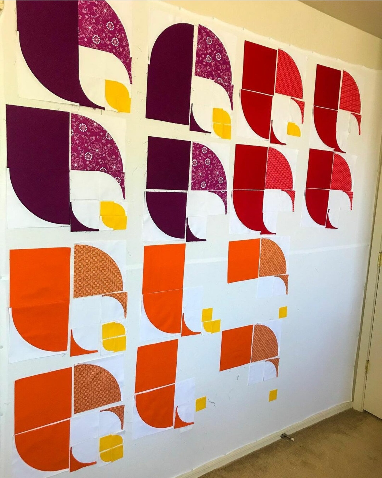 Modern Quilt Kit Using Windswept Pattern. Kit Contains Fabrics for the Top, Binding and Pattern ...