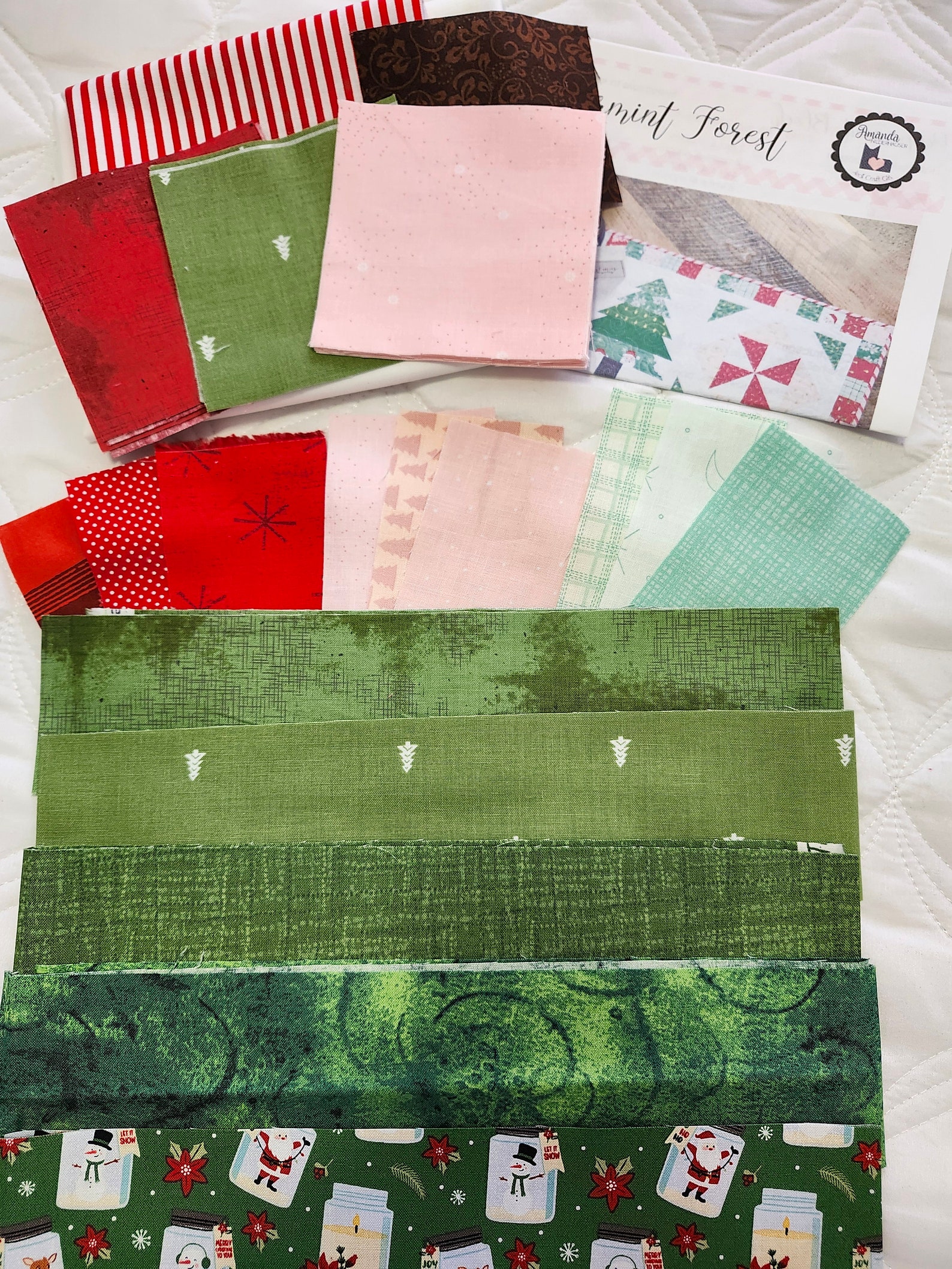 Peppermint Forest Christmas Table Topper or Quilt. Kit Includes Fabric ...