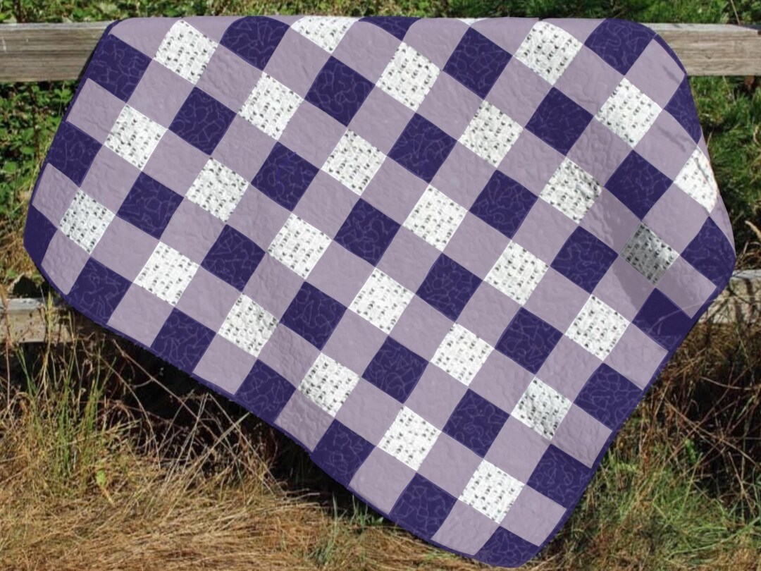 Purple Buffalo Check Quilt Kit With Pattern and Fabric a Beginner Quilt ...