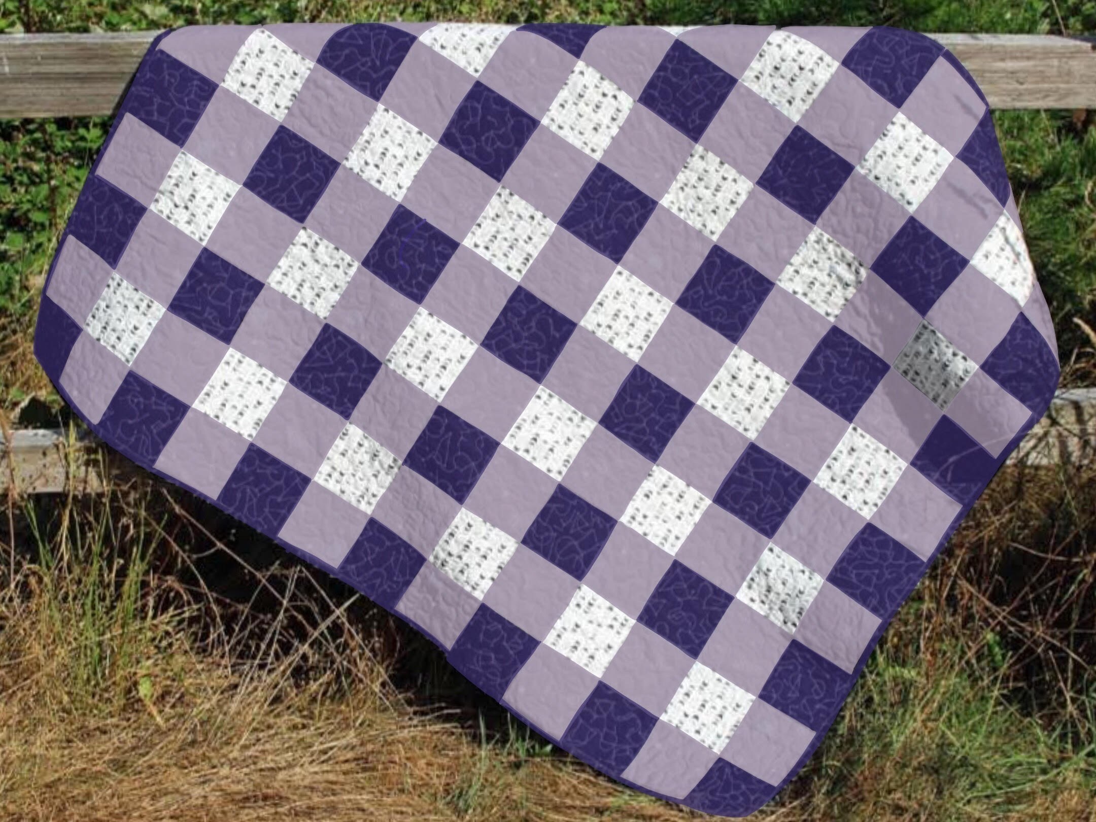 Purple Buffalo Check Quilt Kit With Pattern and Fabric a Beginner Quilt ...