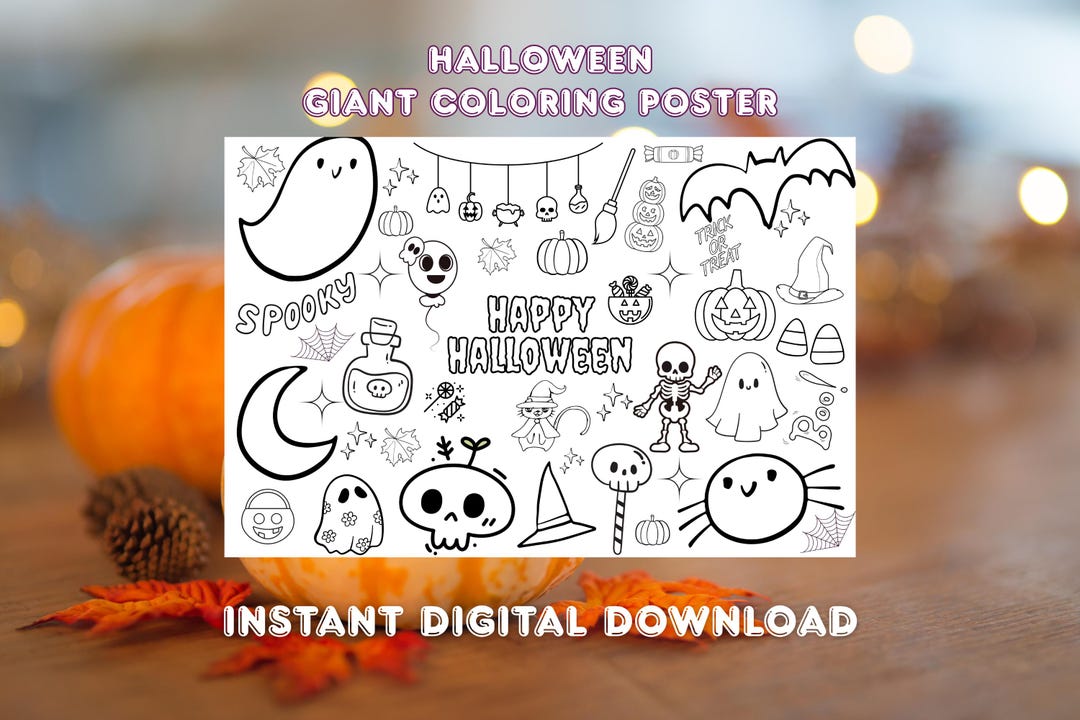 Giant Halloween Coloring Page: Pumpkin Design, Festive Kids' Activity ...