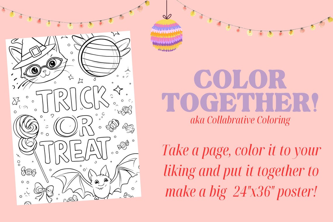 Halloween Collaborative Coloring Poster: Classroom Group Activity (PDF ...