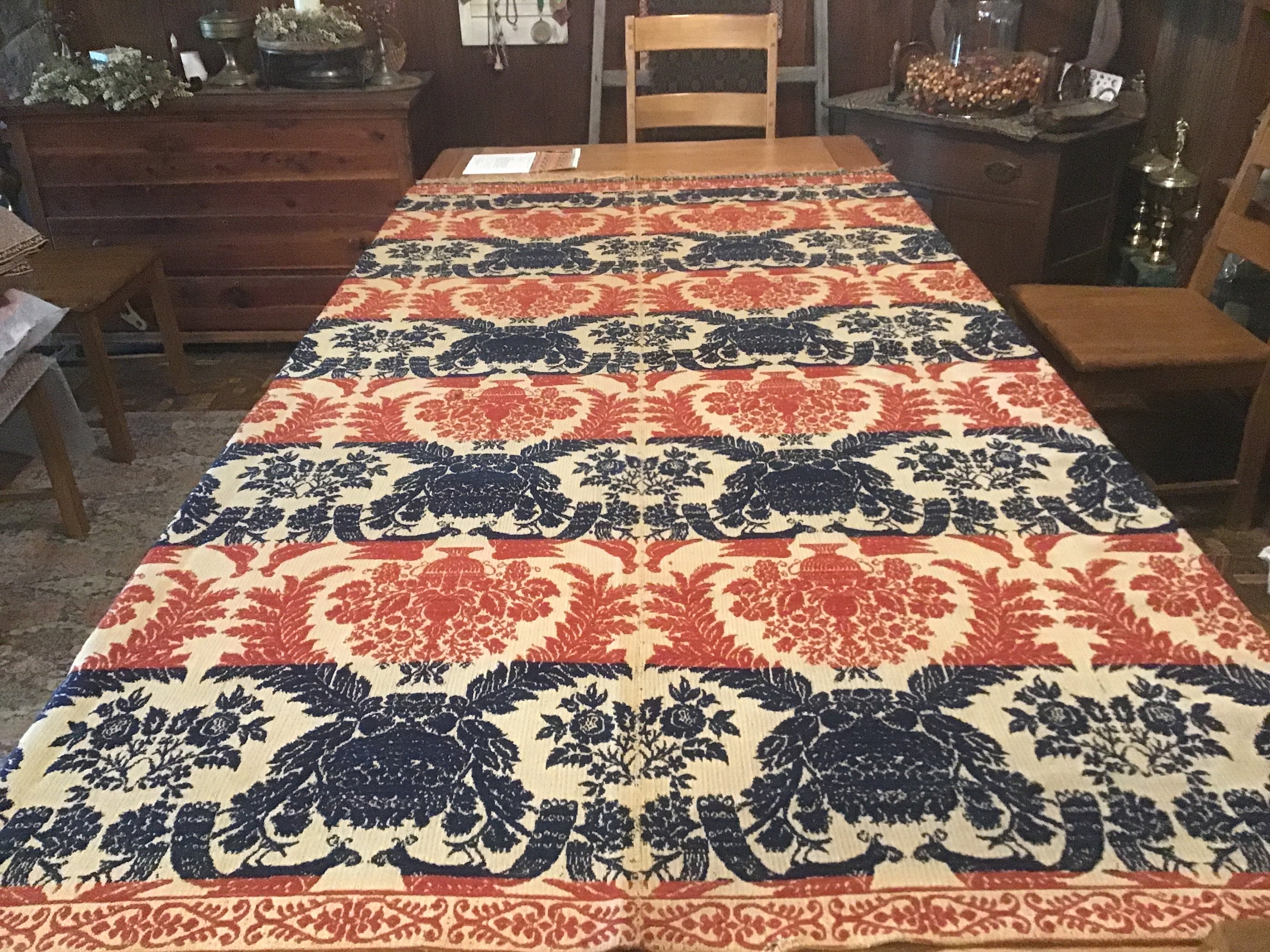 Antique Jacquard 1800s Coverlet - Etsy