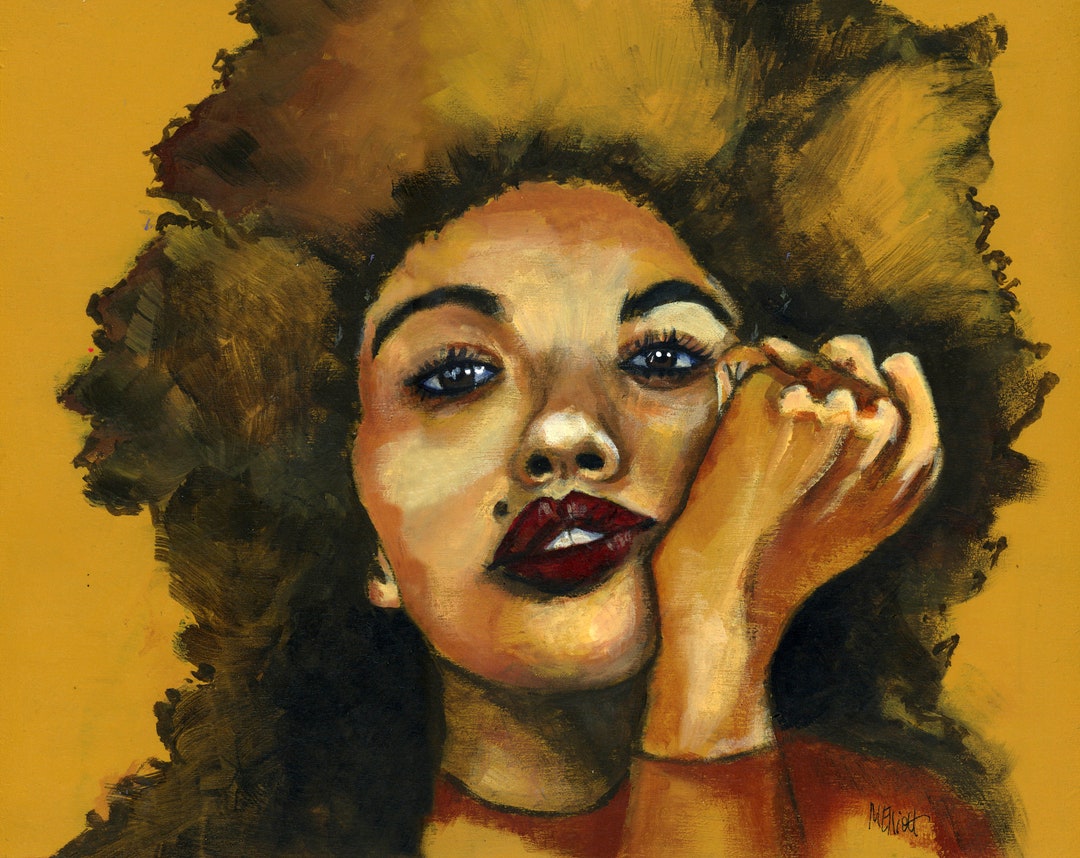 Jasmine, Acrylic Portrait, Woman With Big Hair Emerging From Ground - Etsy