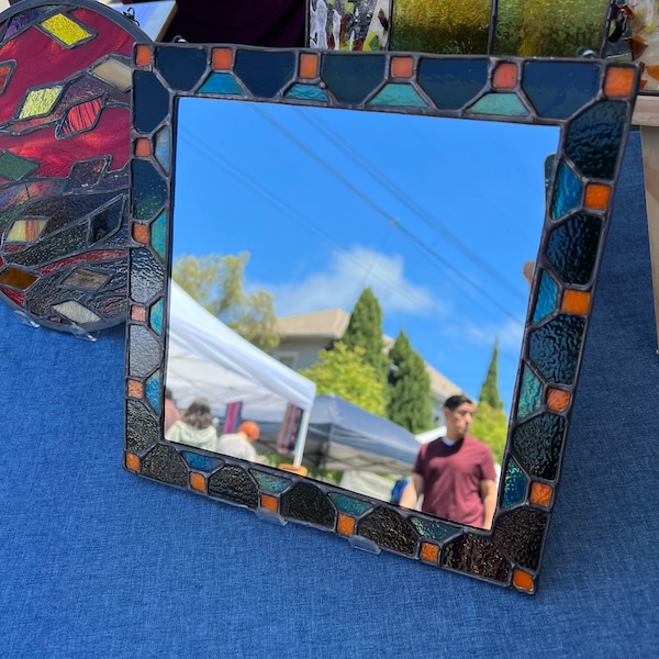 Stained Glass Framed Mirror - Etsy