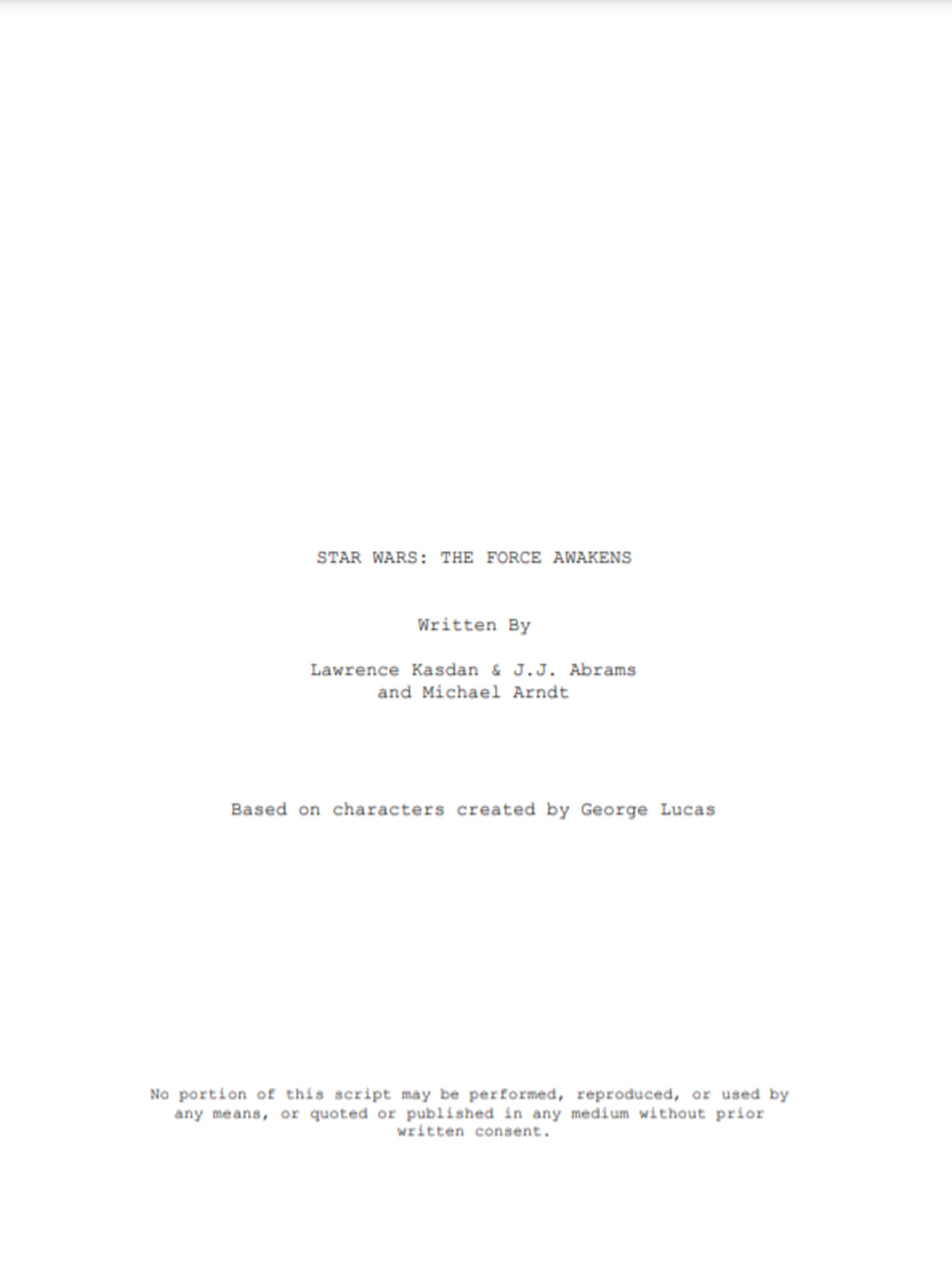 Star Wars the Force Awakens REPLICA Script - Etsy