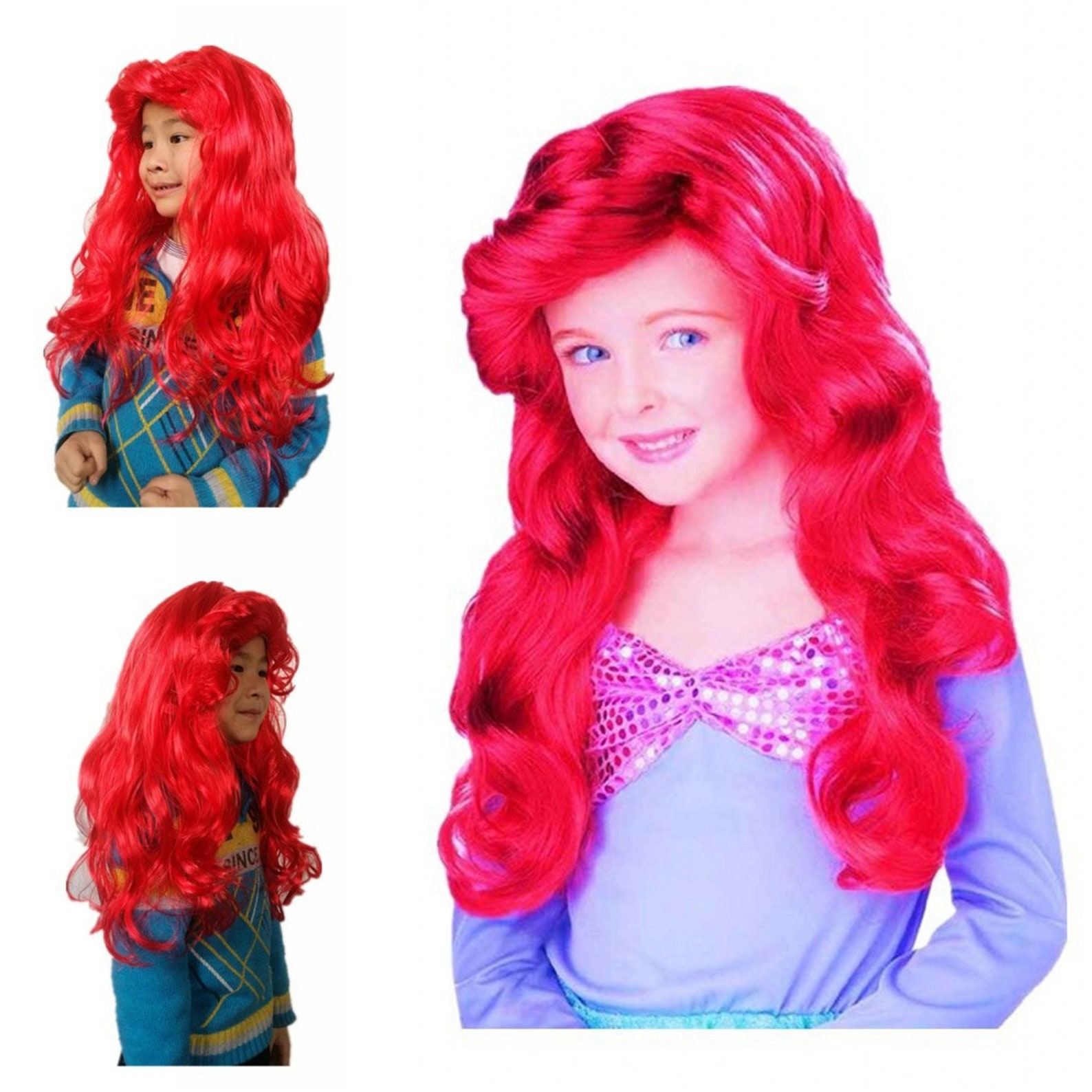 Red Wig for Kids Children Wig Mermaid Wig Drama Wig With - Etsy
