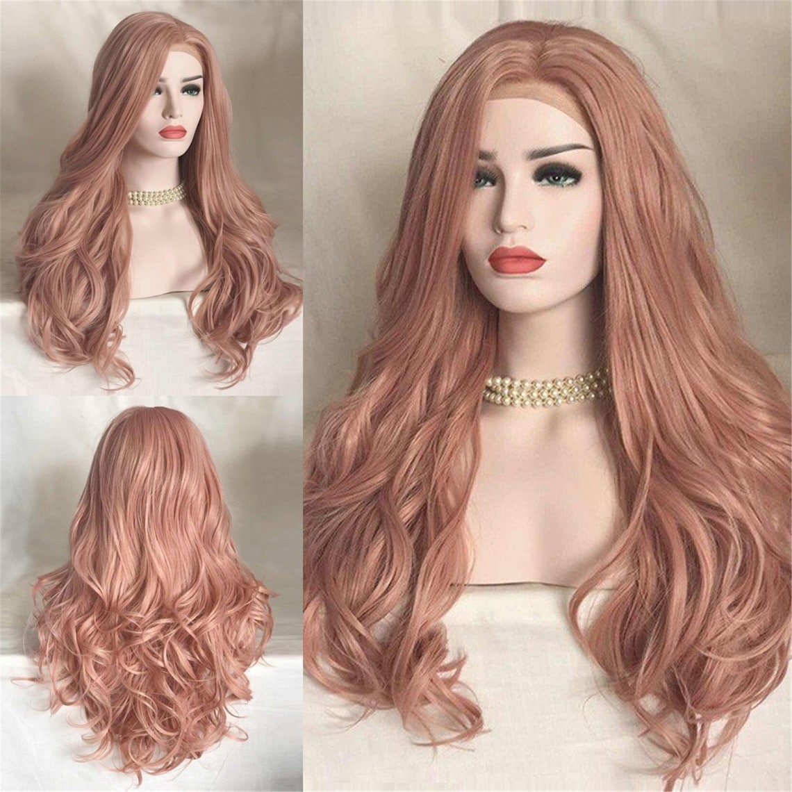 Pelucas de color rosa claro Long Loose Wave Peluca de - Etsy España