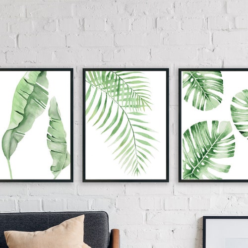 Tropical Leaves Prints 3 Piece Wall Art Digital Download | Etsy