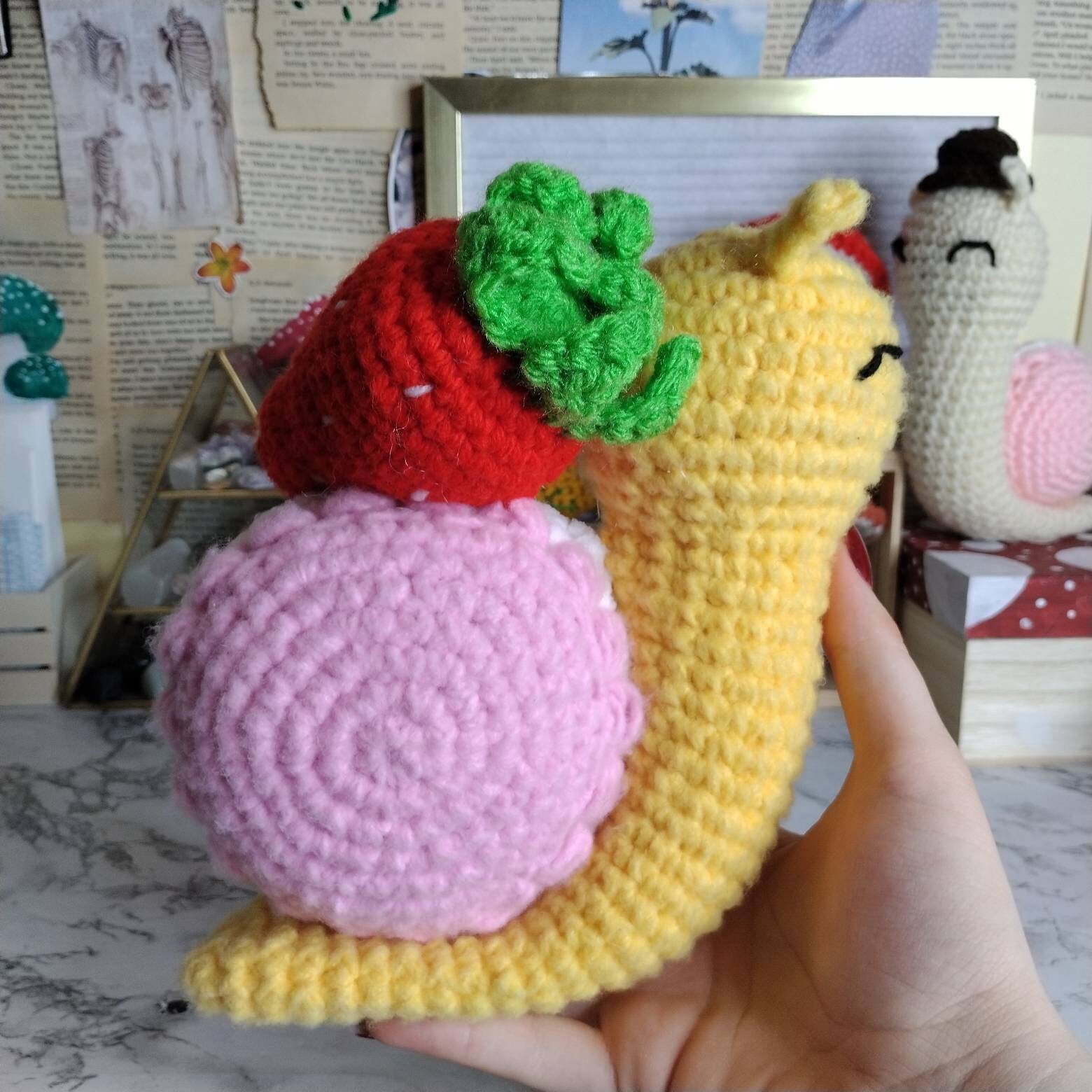 Strawberry Crochet Macaron Snail - Etsy