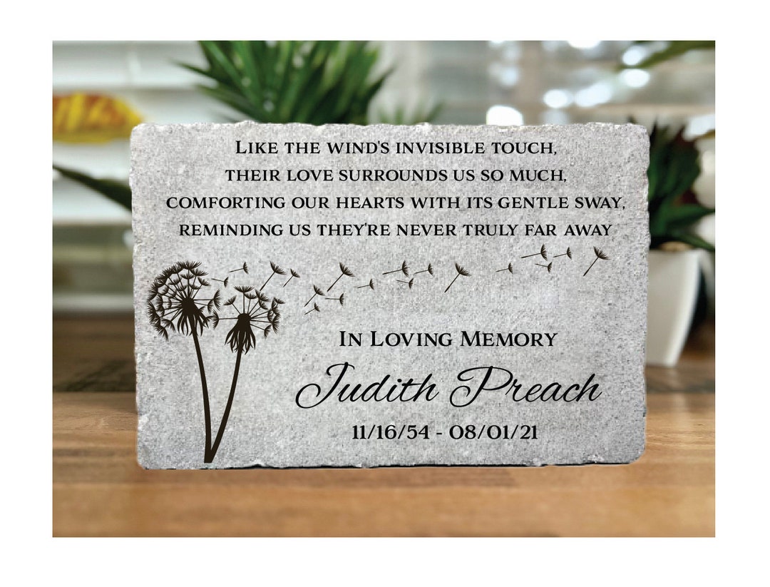 9x6 Memorial Stone. Dandelion Remembrance Indoor or Outdoor Stone ...