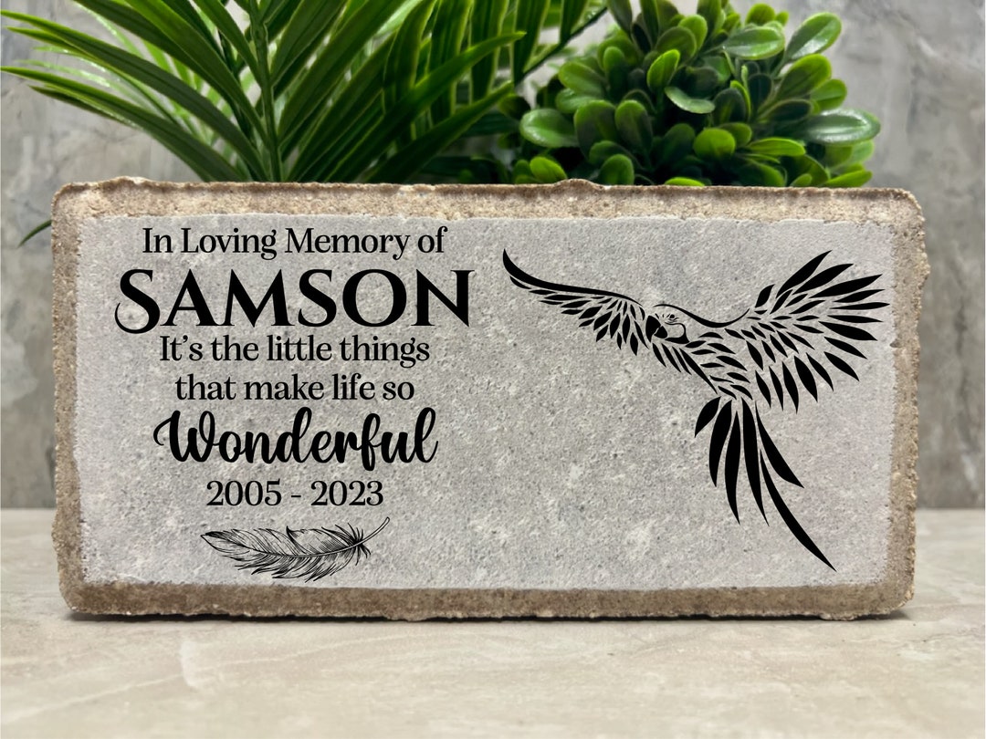 Pet Loss Memorial. Parrot. Macaw. 8x4 PERSONALIZED Memorial Stone ...