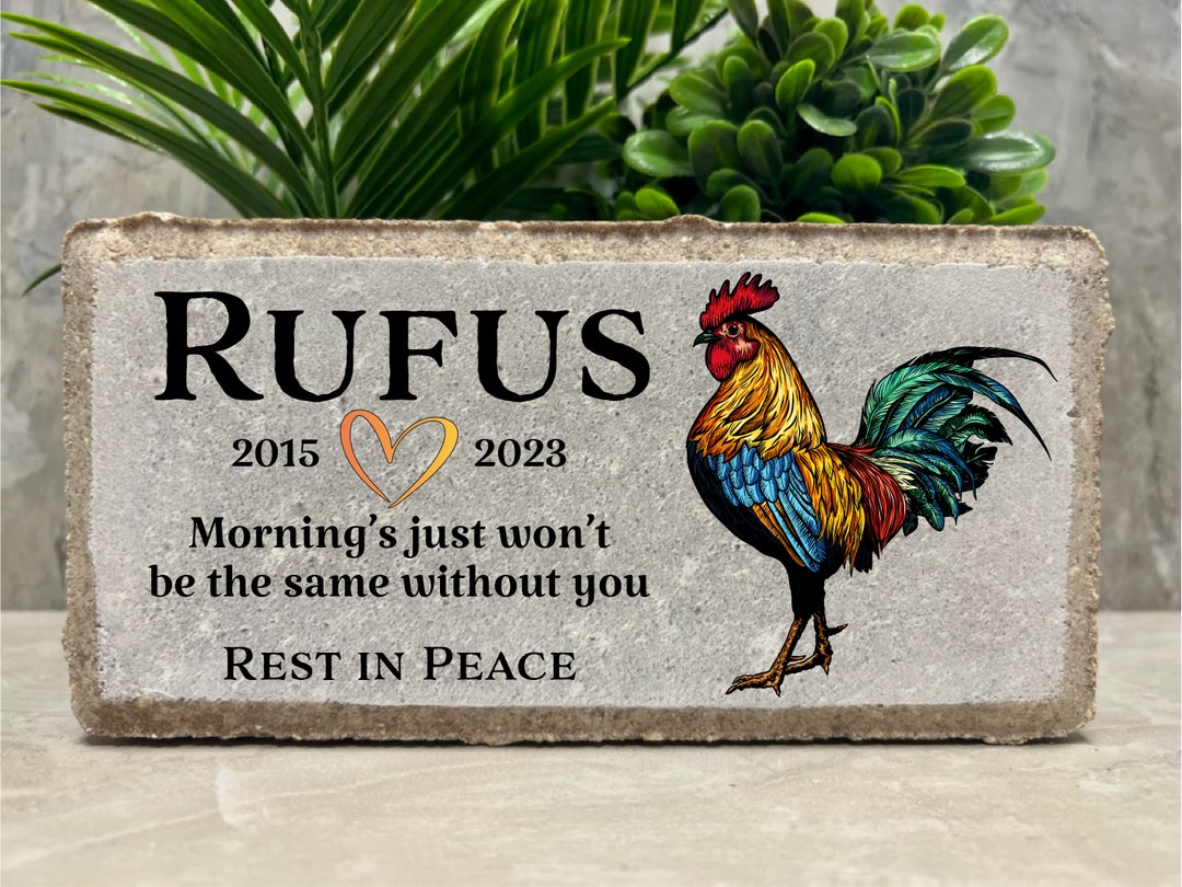 Memorial Stone. Pet Loss Memorial. Rooster. 8x4 PERSONALIZED Burial ...