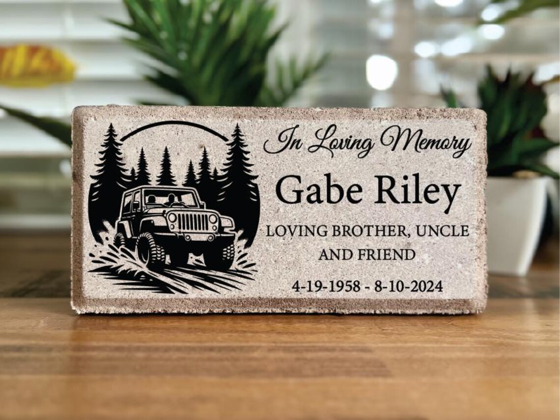 Personalized Memorial Stone: Jeep, in Loving Memory Paver (4x8x1 Inches ...