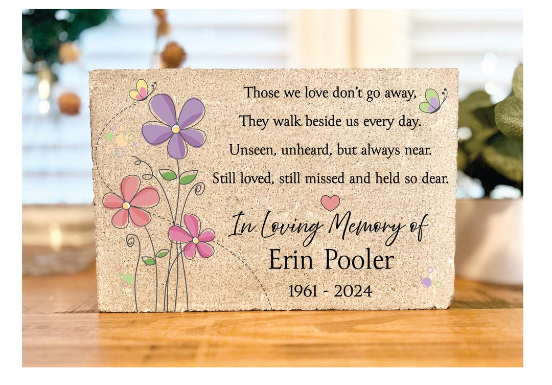 Memorial Gift Stone, 12x8 Butterflies and Flowers, Floral Memorials ...